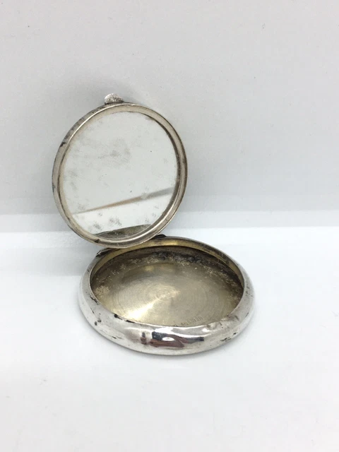 VINTAGE 1930S SOLID sterling silver circular powder compact with mirror ...
