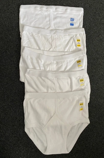 5 PACK OF Mens Vintage White Y Fronts Size Medium 100% cotton briefs ...