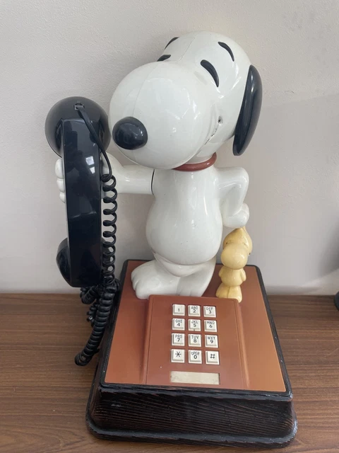VINTAGE PEANUTS SNOOPY Woodstock Phone Push Button Telephone Landline ...