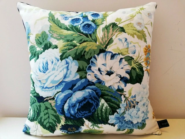 SANDERSON STAPLETON PARK Traditional Floral Cotton & Blue Velvet ...