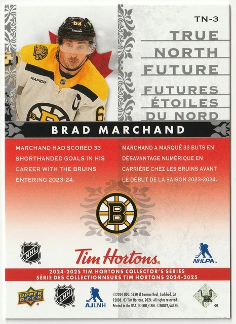 BRAD MARCHAND 2024-25 Upper Deck Tim Hortons True North Future #TN-3 ...