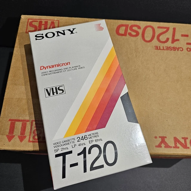 SONY T-120 VIDEO VHS Blank Cassette Tapes Dynamicron Box of 10PCS SEALED T-120SD $49.99 ...