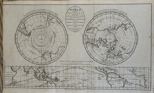 1781 WORLD MAP Showing Captain Cook's Discoveries Antique Map by John ...