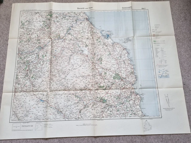 ORIGINAL WW2 GERMAN INVASION / AIRFORCE MAP Of BERWICK UPON TWEED 1938 ...