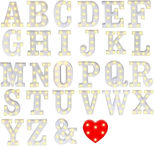 LARGE LED LIGHT Up Alphabet Letters Plastic Numbers Standing Party ...