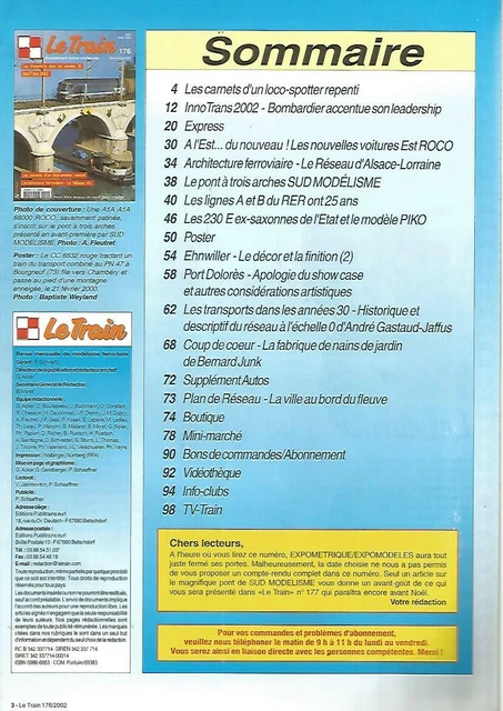 LE TRAIN N°176 Transports Annees 30 / Innotrans 2002 / Loco-Spotter / Reseau A-L EUR 4,00 ...