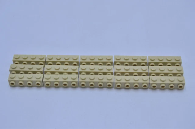 LEGO 15 X Konverterstein beige Tan Brick Modified 1x4 4 Studs on 1 Side ...