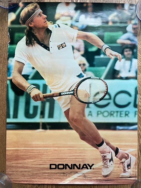 POSTER ORIGINAL ANNÉES 80 Bjorn Borg Donnay Tennis Racket EUR 40,00 ...