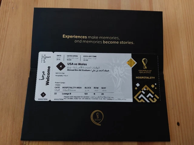 USED VIP TICKET FIFA World Cup 2022 Qatar #04 USA vs Wales Hospitality ...