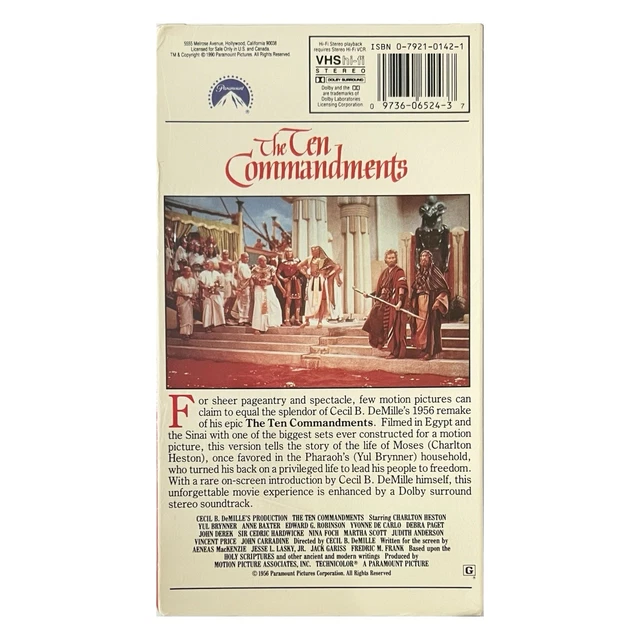 CECIL B. DEMILLE’S The Ten Commandments (VHS, 1956) - NEW SEALED £18.24 ...