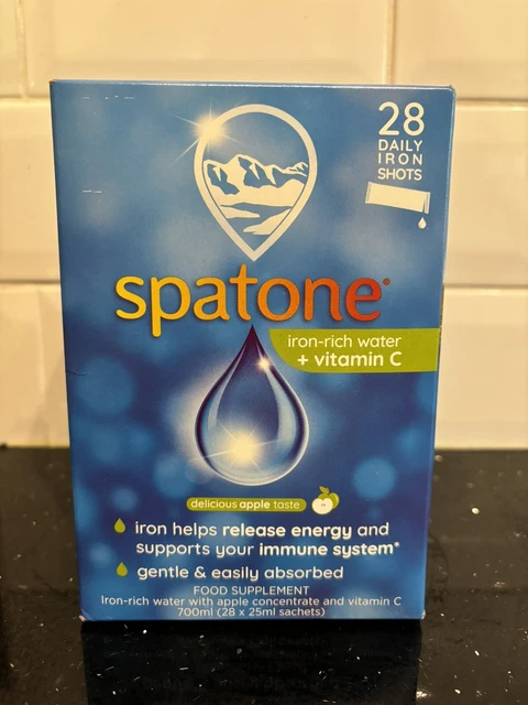 SPATONE LIQUID IRON Supplement Apple Flavour with Vitamin C, 28 Sachets ...