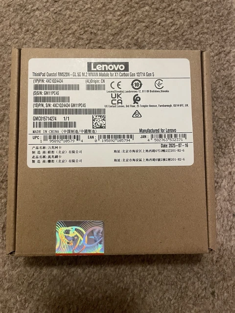 LENOVO THINKPAD QUECTEL Rm520N- GL 5G M.2 WWAN Module X1 Carbon Gen 12 ...