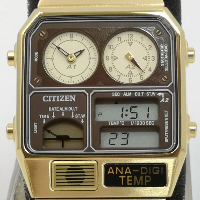 CITIZEN ANA-DIGI TEMP JG2103-72X Brown Gold Reproduction Men's Watch ...