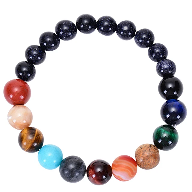 SOLAR SYSTEM BRACELET Universe The Eight Planets Natural Stone Beads ...