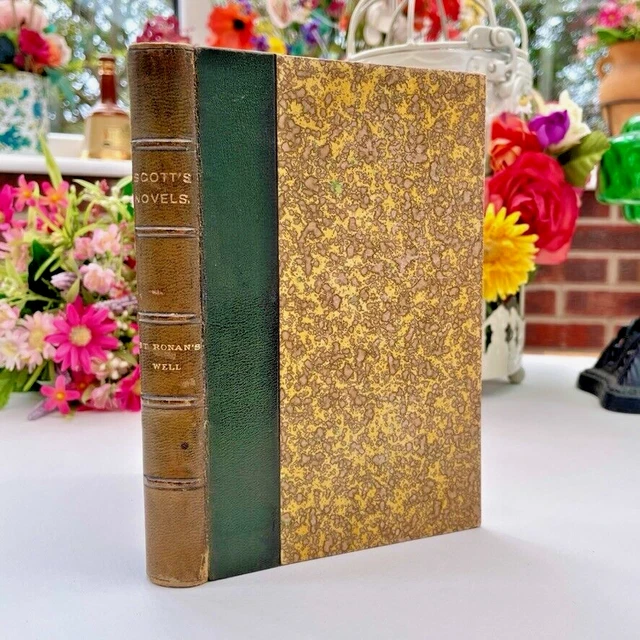 C1887-1890 ST RONAN'S WELL par Walter Scott QB livre CUIR BLANC ET ...