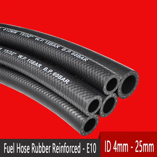 FUEL HOSE RUBBER Reinforced - E10 Unleaded Petrol Diesel Oil 4mm 5mm ...