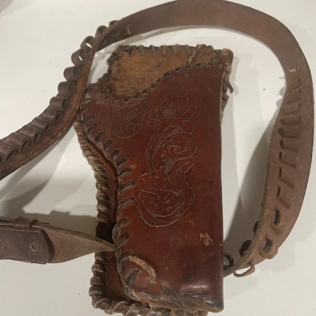 RARE REVOLVER PISTOL Holster Old West Gun Slinger With Belt Leather ...