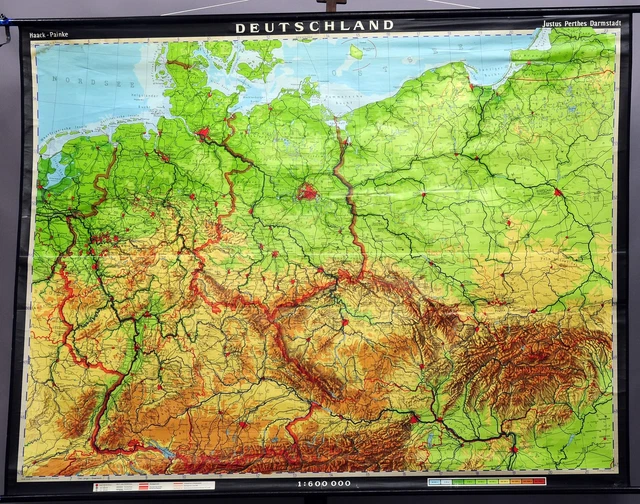 RETRO POSTER COUNTRYCORE Mural Map Pull-Down Wall Chart Germany £163.34 ...