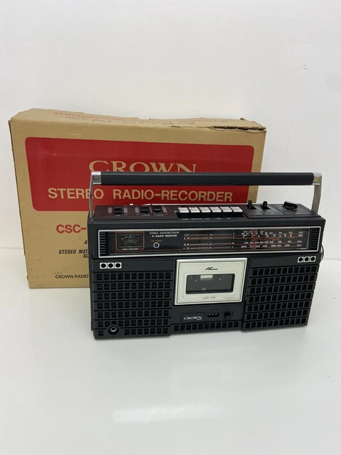 VINTAGE CROWN STEREO Radio Recorder Portable Boombox Ghettoblaster CSC ...