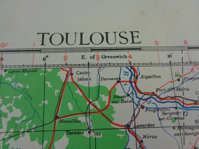 WW2 (JUNE 1944) RAF map of FRANCE entitled "TOULOUSE" (+ BAYONNE ...