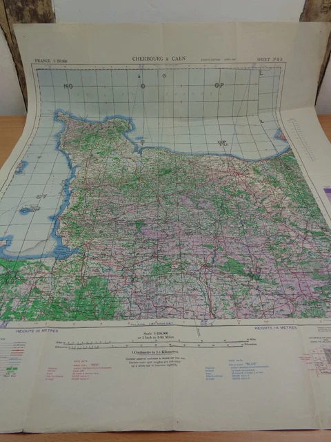 WW2 D-DAY / BATTLE of NORMANDY map "CHERBOURG & CAEN" (ENTIRE LANDING ...