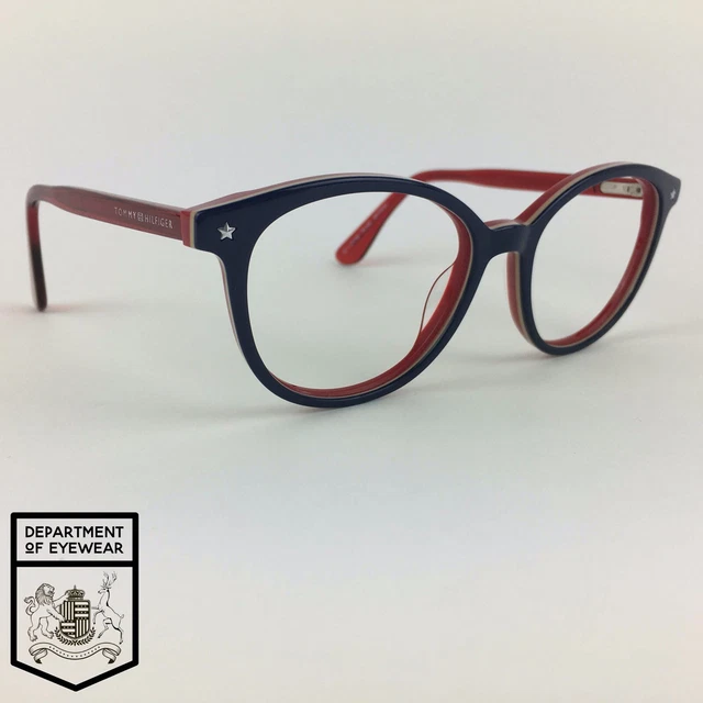 TOMMY HILFIGER EYEGLASSES NAVY BLUE ROUND glasses frame MOD: TH101 ...