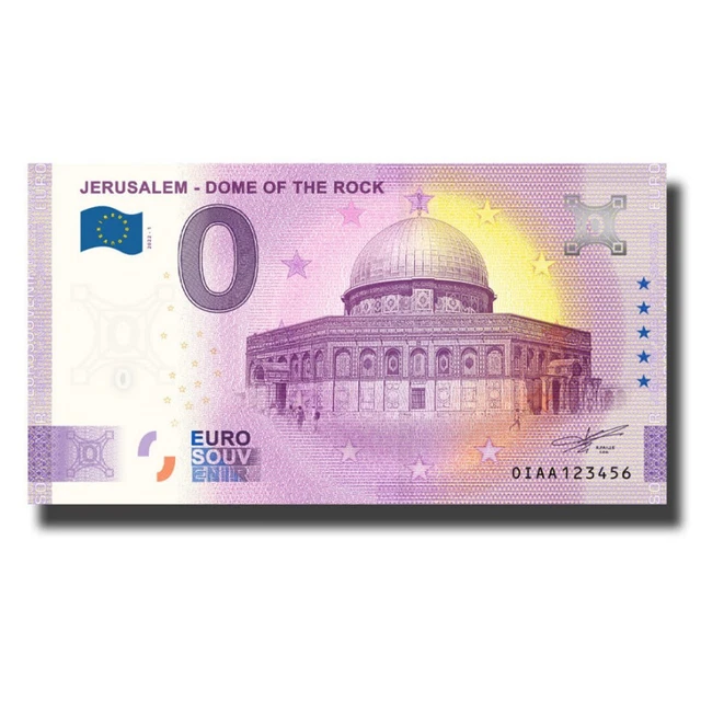 EURO ZERO BANKNOTE Jerusalem · Dome of The Rock Palestine €0 2022 UNC £ ...