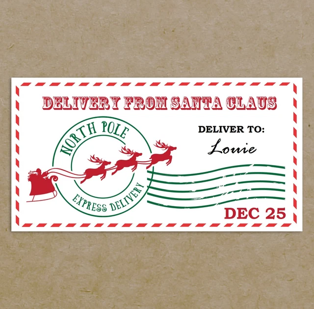 PERSONALISED NORTH POLE Express Christmas Labels Santa Special Delivery ...