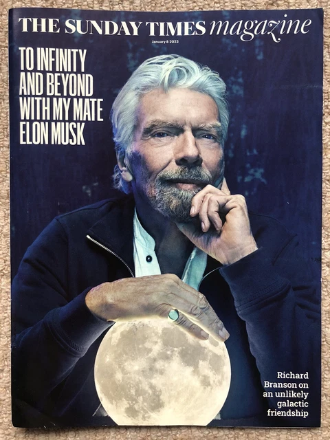 SUNDAY TIMES MAGAZINE RICHARD BRANSON COVER NEW 8th JAN 2023 BONO TILL ...