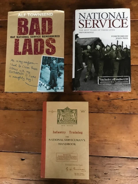 3 BOOKS: NATIONAL Service, RAF, History Of Inc CD, Infantry Training ...