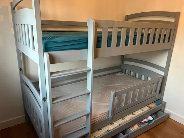 TRIPLE SLEEPER BUNK BED Wooden Grey colour with Storage and ladder £28. ...