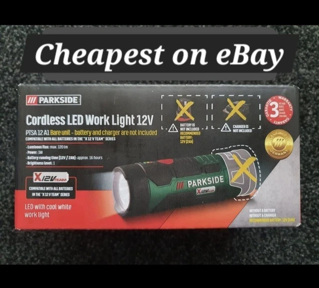 PARKSIDE CORDLESS LED work lamp light torch PTSA 12 A1 12V 2ah 4ah X12 ...