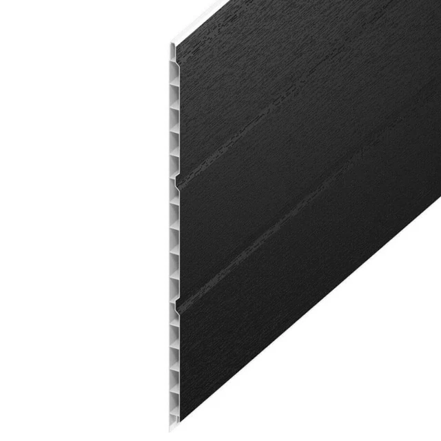 HOLLOW SOFFIT BOARD Cladding Black Ash UPVC Plastic Panel Sheets 300mm ...