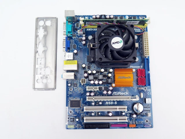 ASROCK N68-S MOTHERBOARD with Backplate, AMD Athlon X2 245 CPU and 4Gb ...
