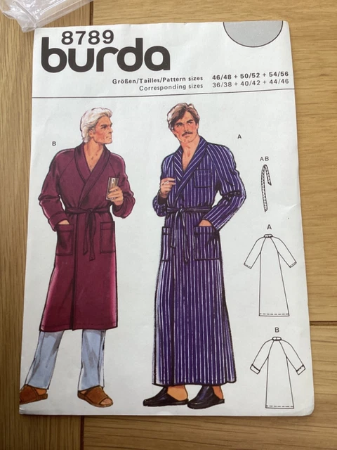 1980S ORIGINAL BURDA SEWING PATTERN 8789 men’s robe 36-42 CUT FREE P&P ...
