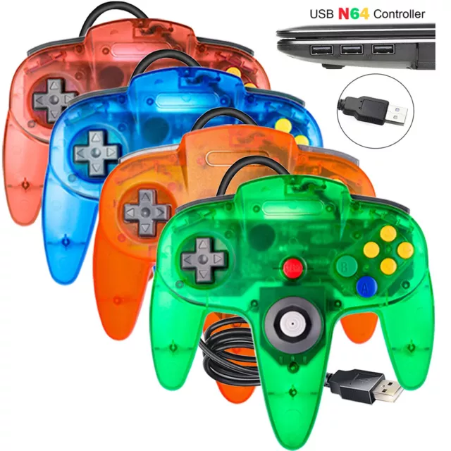 WIRED N64 CONTROLLER USB Gamepad Joystick Joypad For Nintendo 64 N64 ...