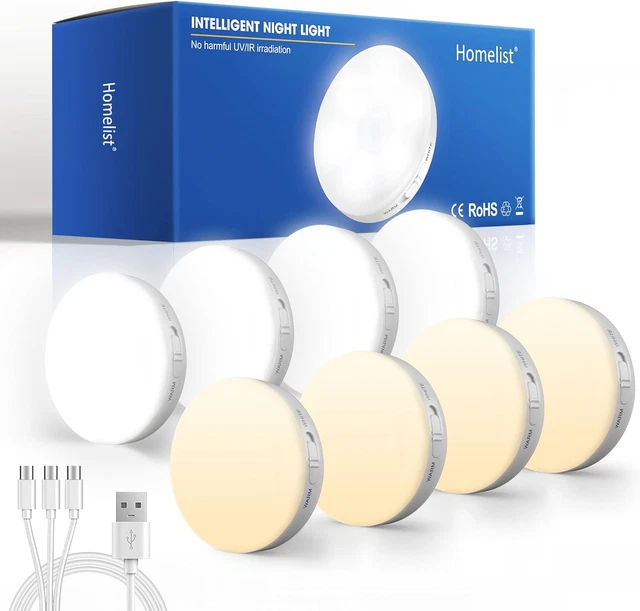 HOMELIST MOTION SENSOR Lights Indoor,8 Pack Wireless LED Rechargeable ...