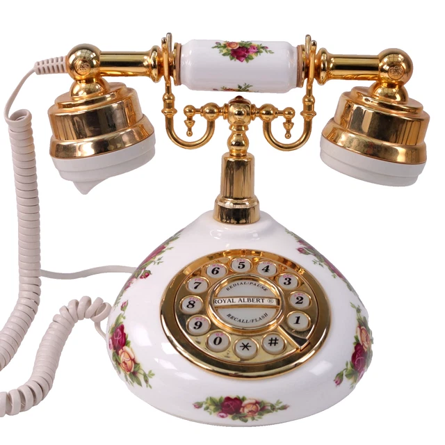 ROYAL ALBERT OLD Country Roses Telephone Astral Push Button Never Used ...