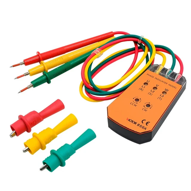 850A 3 PHASE Rotation Tester Indicator Detector Sequence Presence Cable ...