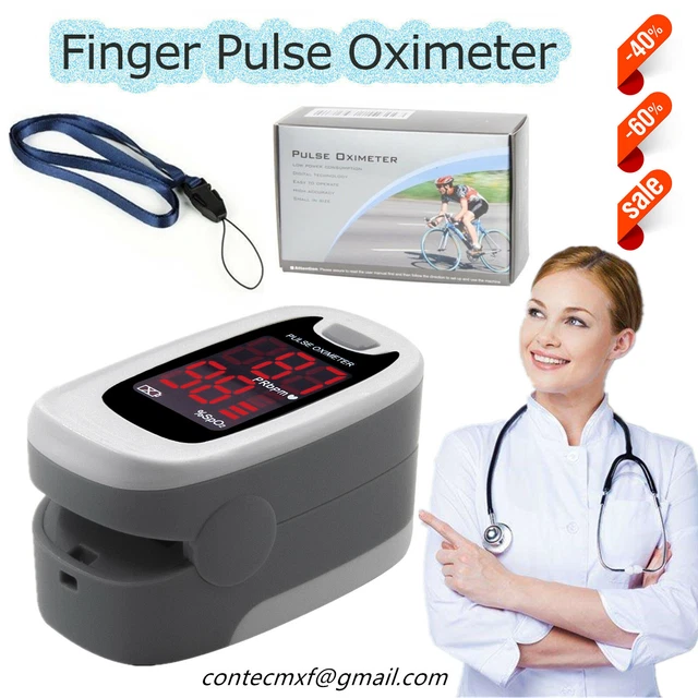 FINGER PULSE OXIMETER SPO2 Sensor Pulse Heart Rate Blood Oxygen O2 ...