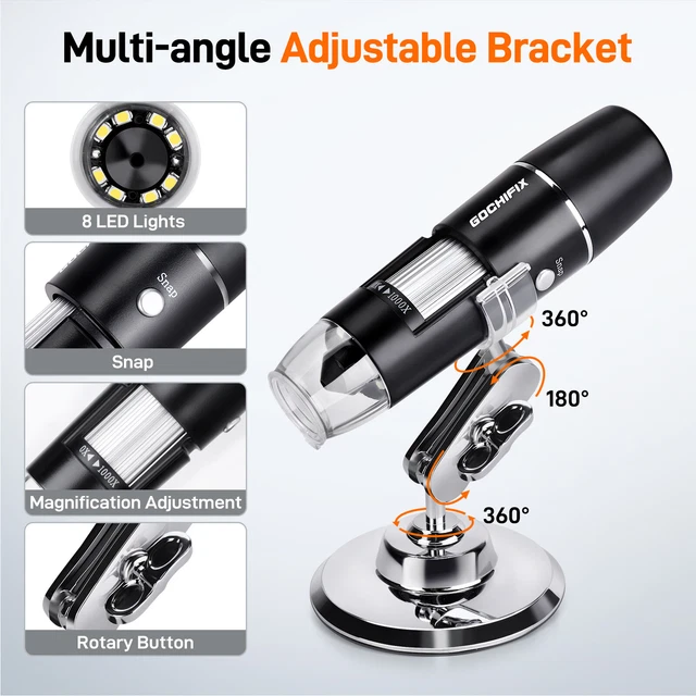 WIRELESS DIGITAL MICROSCOPE Handheld USB HD Inspection Camera 50x-1000x ...