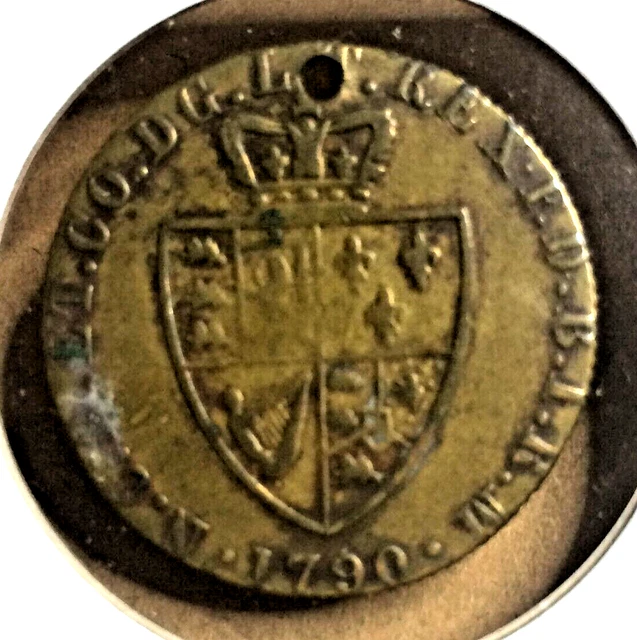 1790 GREAT BRITAIN Brass Coin Token - King George Iii / Holed (376) $29 ...