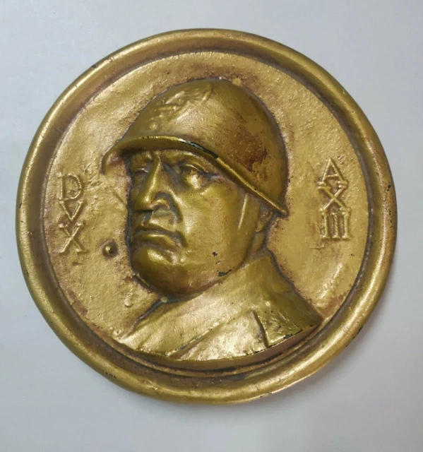 VINTAGE ITALIAN FASCIST Organization Benito Mussolini 7" Wall Plaque ...