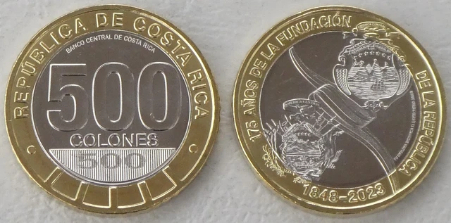 COSTA RICA 500 Colones Moneda conmemorativa 2023 175 Años República ...