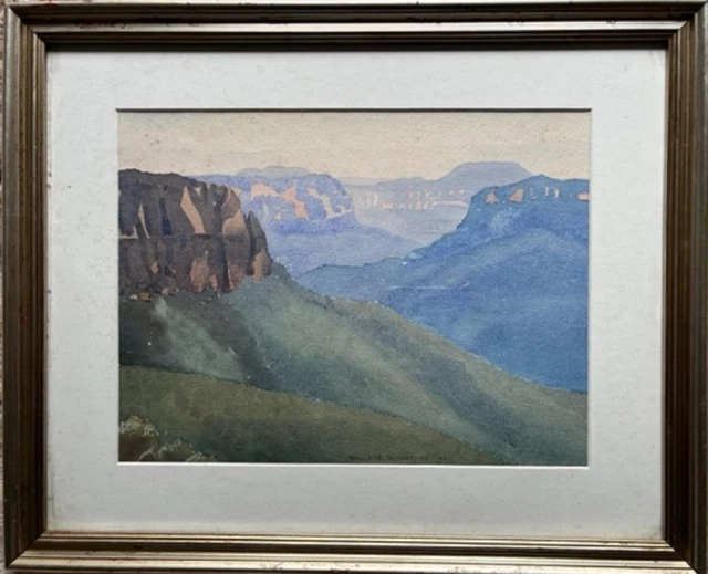 WALLACE ROBERTSON AUSTRALIAN Wc "Blue Mountains Landscape" 1971 $199.99 ...