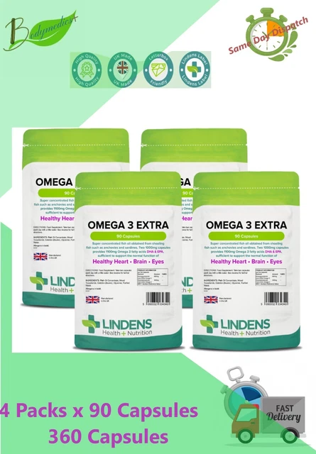 OMEGA 3 EXTRA Fish Oil 1000mg, Healthy Brain & Memory (360 Capsules ...