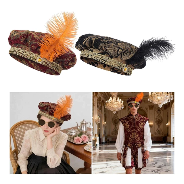 MEDIEVAL KING HAT with Feather Prop Muffin Top Hat for Events Stage ...