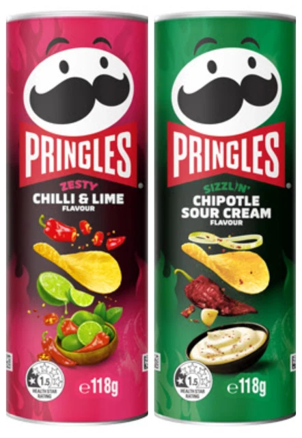 2 CANS× PRINGLES potato chips collections- variety flavours 118 g each ...