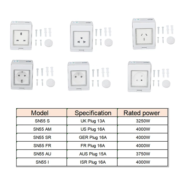 HG (SN55 SR)WIFI Smart Socket PC ABS IP55 Waterproof APP Remote Control ...