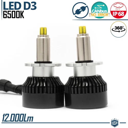 KIT LED D3S Conversione da XENON HID a Lampade LED CANbus 12000LM 6500K Bianco EUR 79,89 ...